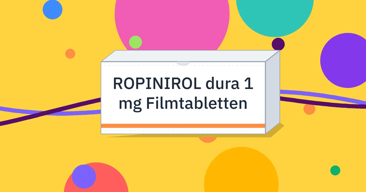 Symbolbild: Packung mit der Aufschrift ROPINIROL dura 1 mg Filmtabletten (PZN 02092957) – Verfügbarkeit und Bezug in Apotheken in Frankfurt am Main