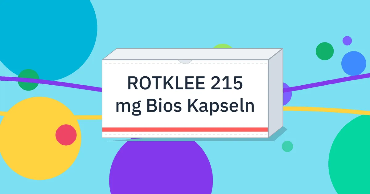 Symbolbild: Packung mit der Aufschrift ROTKLEE 215 mg Bios Kapseln (PZN 18174367) – Verfügbarkeit und Bezug in Apotheken in Frankfurt am Main