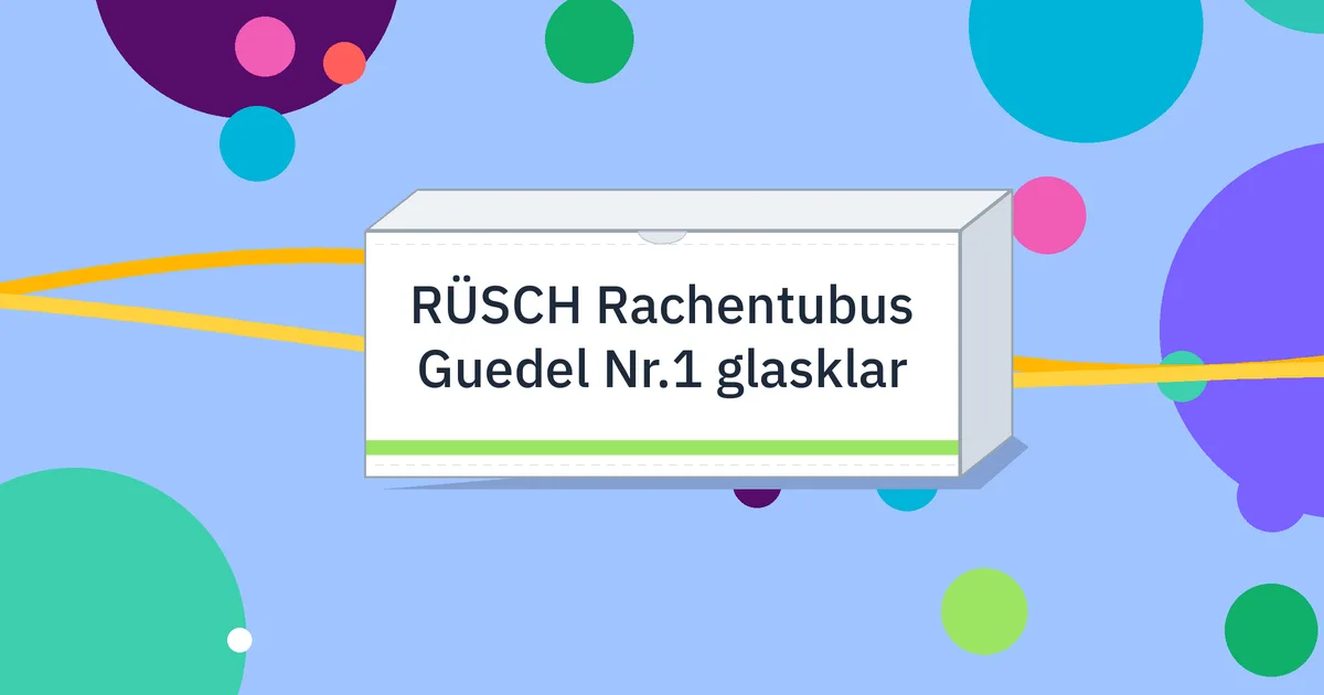 Symbolbild: Packung mit der Aufschrift RÜSCH Rachentubus Guedel Nr.1 glasklar (PZN 03651324) – Verfügbarkeit und Bezug in Apotheken in Frankfurt am Main
