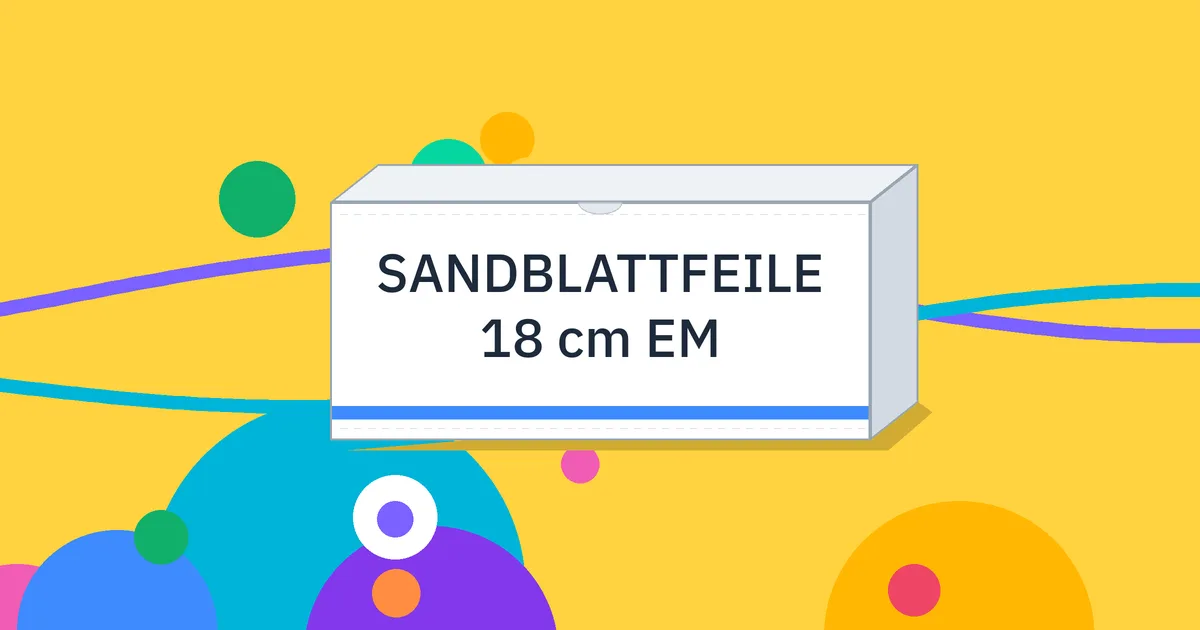 Symbolbild: Packung mit der Aufschrift SANDBLATTFEILE 18 cm EM (PZN 19163822) – Verfügbarkeit und Bezug in Apotheken in Frankfurt am Main