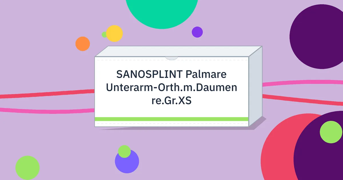 Symbolbild: Packung mit der Aufschrift SANOSPLINT Palmare Unterarm-Orth.m.Daumen re.Gr.XS (PZN 11281410) – Verfügbarkeit und Bezug in Apotheken in Frankfurt am Main