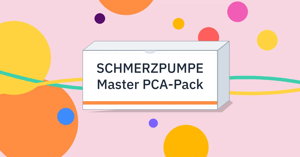 Symbolbild: Packung mit der Aufschrift SCHMERZPUMPE Master PCA-Pack (PZN 03915935) – Verfügbarkeit und Bezug in Apotheken in Frankfurt am Main