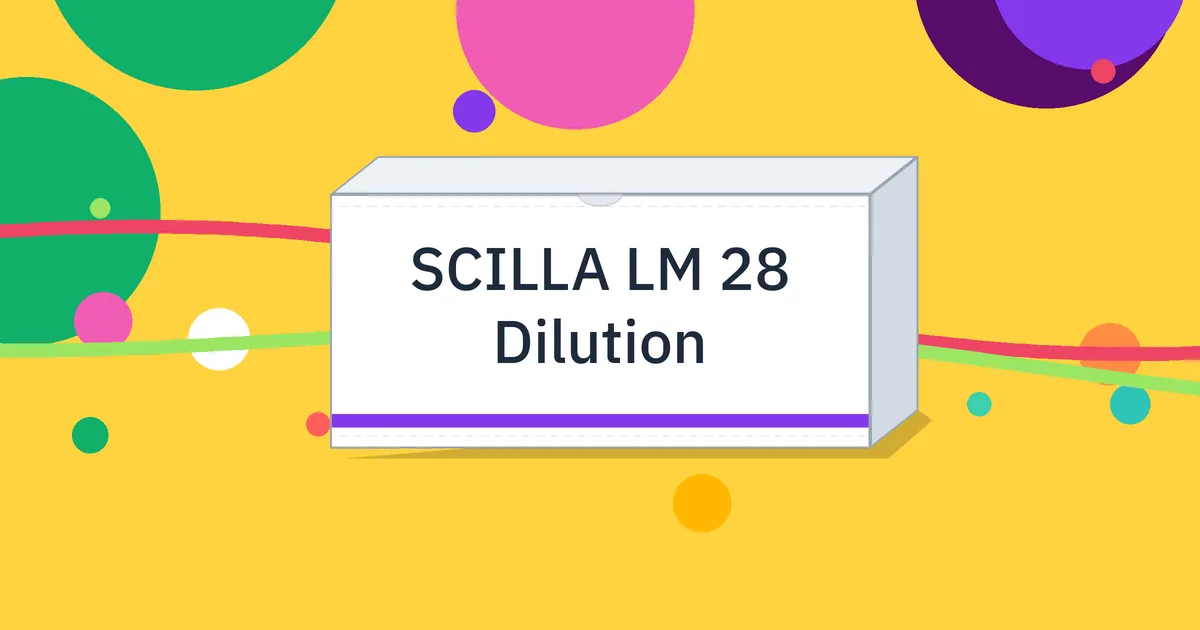 Symbolbild: Packung mit der Aufschrift SCILLA LM 28 Dilution (PZN 13184177) – Verfügbarkeit und Bezug in Apotheken in Frankfurt am Main