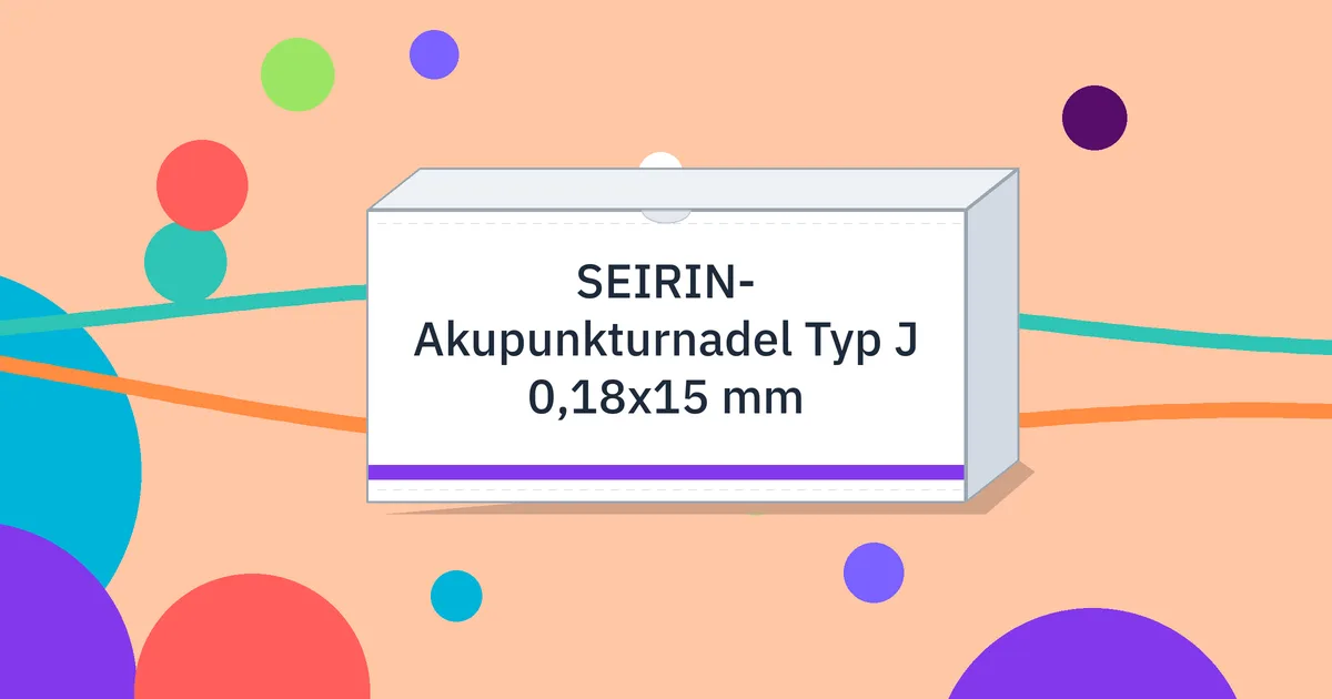Symbolbild: Packung mit der Aufschrift SEIRIN-Akupunkturnadel Typ J 0,18x15 mm (PZN 17290249) – Verfügbarkeit und Bezug in Apotheken in Frankfurt am Main