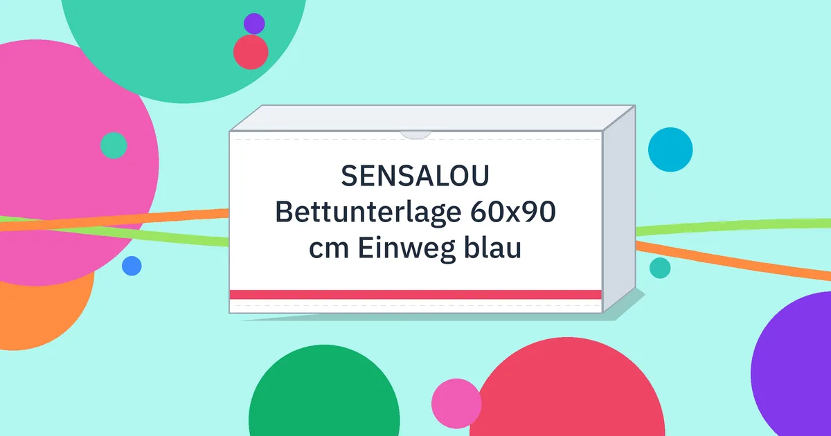 Symbolbild: Packung mit der Aufschrift SENSALOU Bettunterlage 60x90 cm Einweg blau (PZN 19268366) – Verfügbarkeit und Bezug in Apotheken in Frankfurt am Main