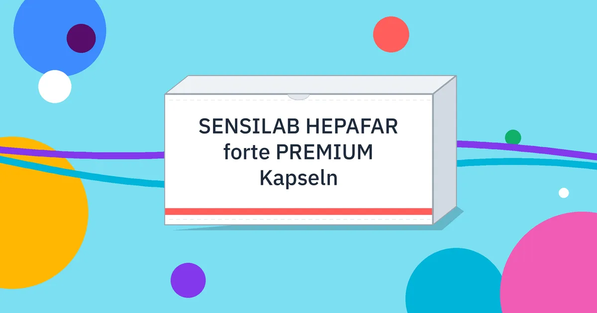 Symbolbild: Packung mit der Aufschrift SENSILAB HEPAFAR forte PREMIUM Kapseln (PZN 18247741) – Verfügbarkeit und Bezug in Apotheken in Frankfurt am Main