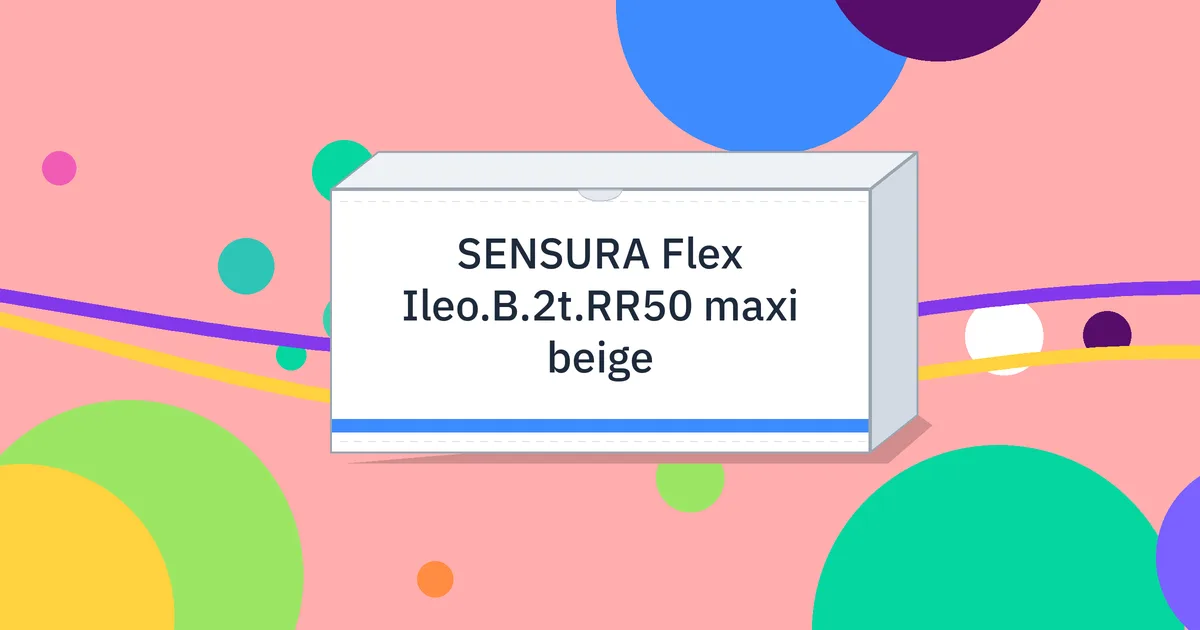 Symbolbild: Packung mit der Aufschrift SENSURA Flex Ileo.B.2t.RR50 maxi beige (PZN 03116890) – Verfügbarkeit und Bezug in Apotheken in Frankfurt am Main