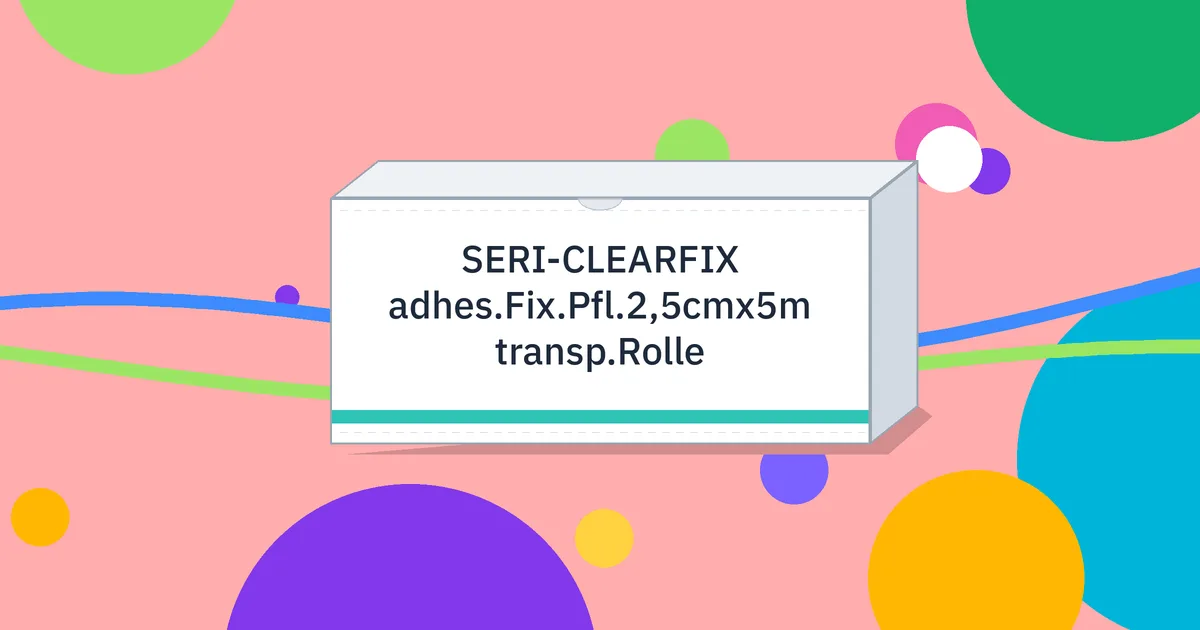 Symbolbild: Packung mit der Aufschrift SERI-CLEARFIX adhes.Fix.Pfl.2,5cmx5m transp.Rolle (PZN 19836511) – Verfügbarkeit und Bezug in Apotheken in Frankfurt am Main