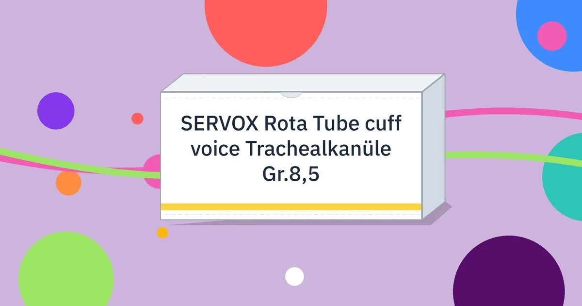Symbolbild: Packung mit der Aufschrift SERVOX Rota Tube cuff voice Trachealkanüle Gr.8,5 (PZN 09333111) – Verfügbarkeit und Bezug in Apotheken in Frankfurt am Main