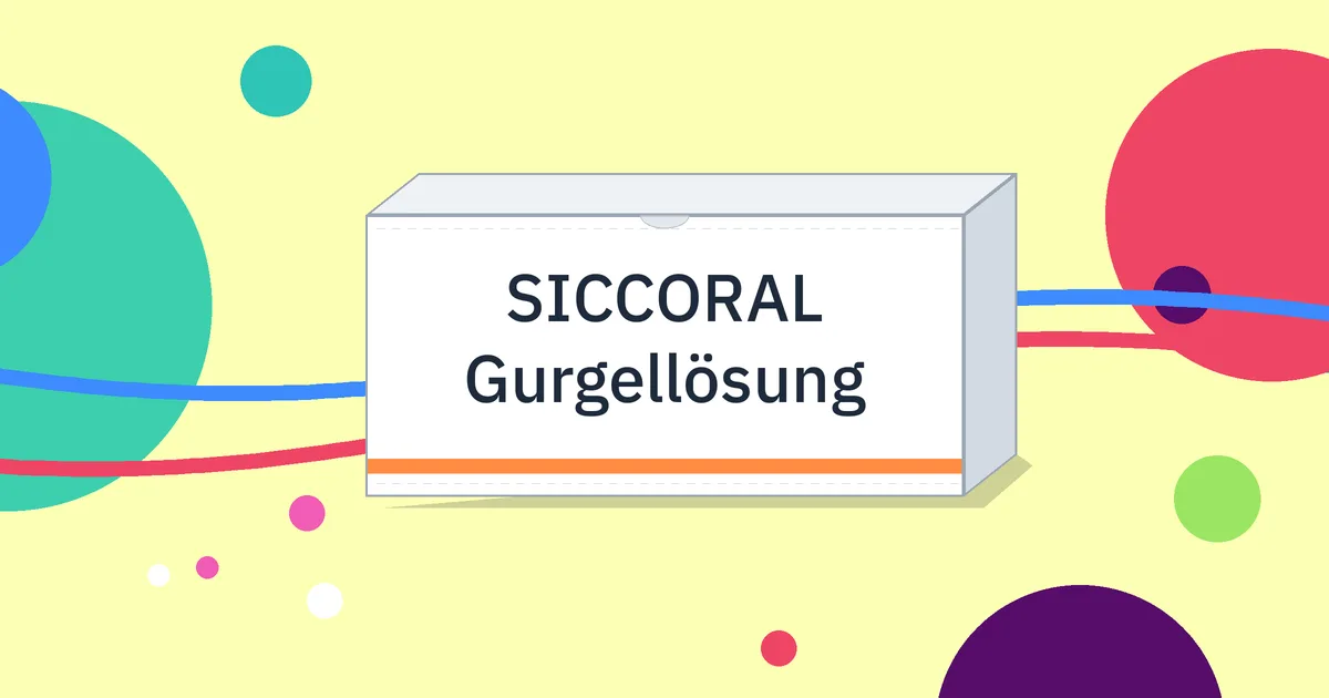 Symbolbild: Packung mit der Aufschrift SICCORAL Gurgellösung (PZN 00048567) – Verfügbarkeit und Bezug in Apotheken in Frankfurt am Main