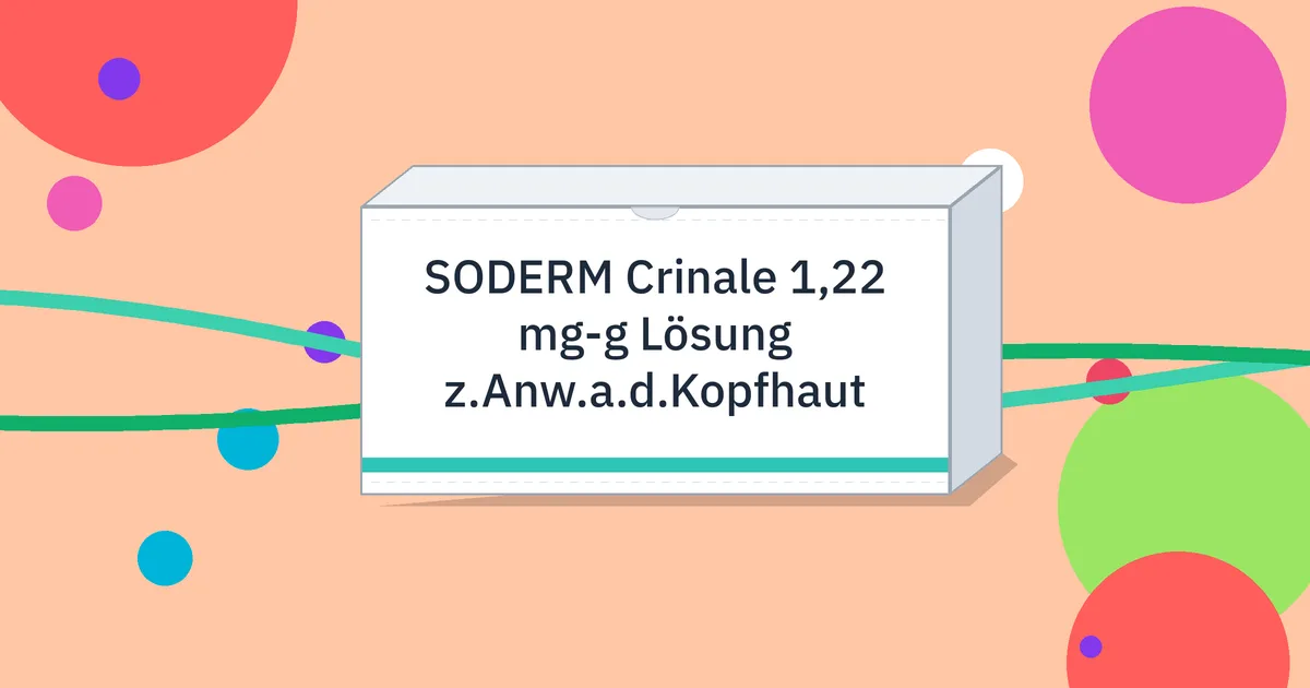 Symbolbild: Packung mit der Aufschrift SODERM Crinale 1,22 mg-g Lösung z.Anw.a.d.Kopfhaut (PZN 02051326) – Verfügbarkeit und Bezug in Apotheken in Frankfurt am Main