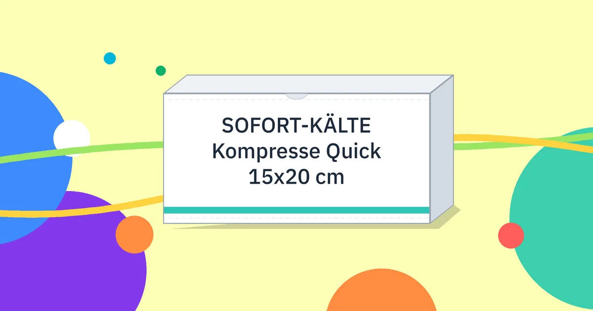 Symbolbild: Packung mit der Aufschrift SOFORT-KÄLTE Kompresse Quick 15x20 cm (PZN 03277280) – Verfügbarkeit und Bezug in Apotheken in Frankfurt am Main