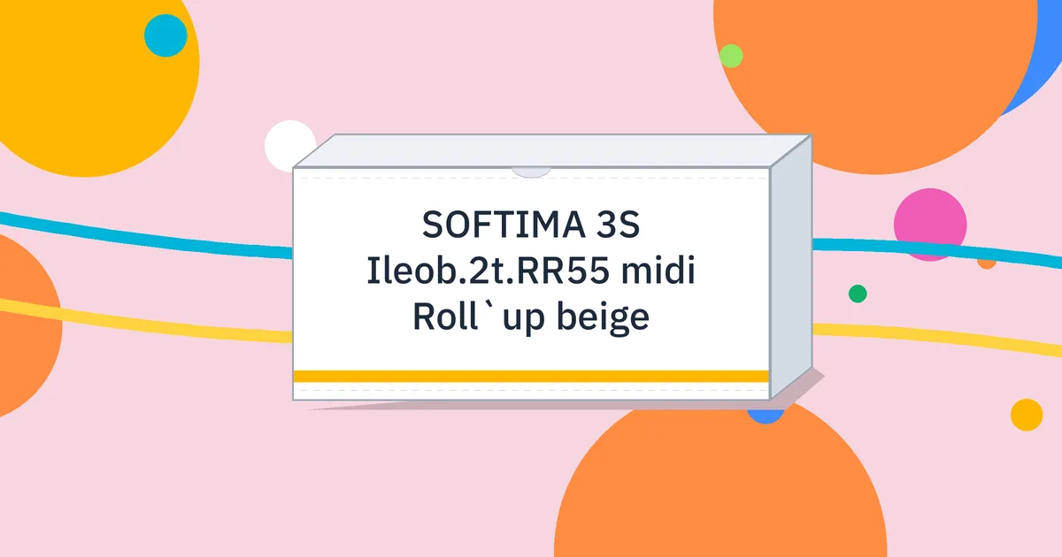 Symbolbild: Packung mit der Aufschrift SOFTIMA 3S Ileob.2t.RR55 midi Roll`up beige (PZN 04763344) – Verfügbarkeit und Bezug in Apotheken in Frankfurt am Main