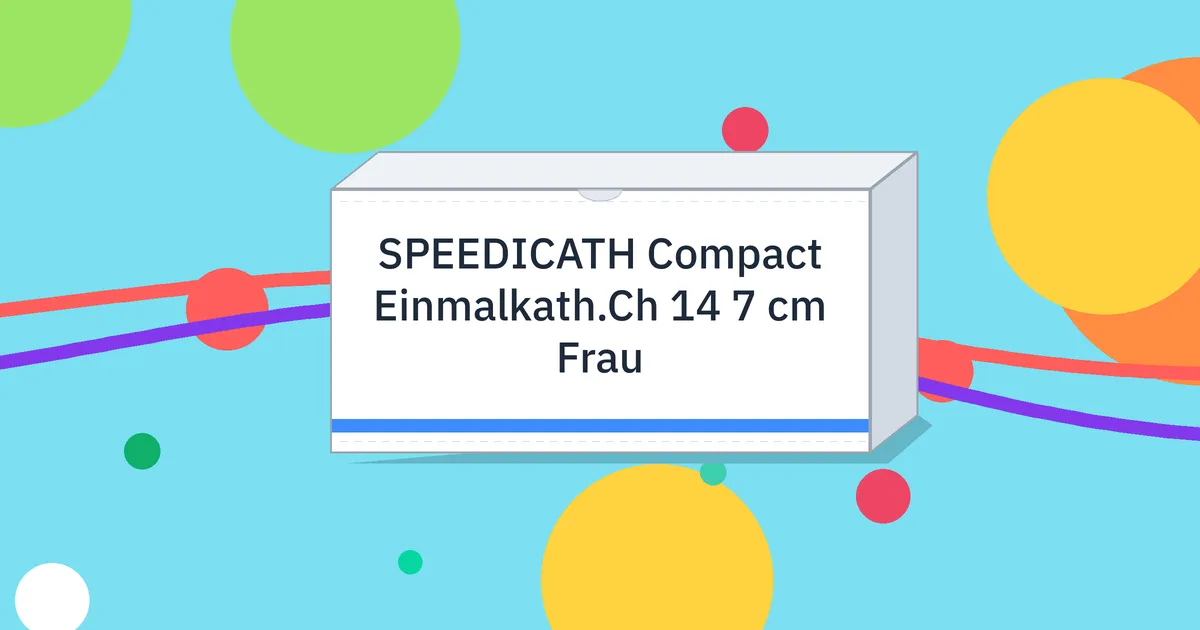 Symbolbild: Packung mit der Aufschrift SPEEDICATH Compact Einmalkath.Ch 14 7 cm Frau (PZN 13969062) – Verfügbarkeit und Bezug in Apotheken in Frankfurt am Main