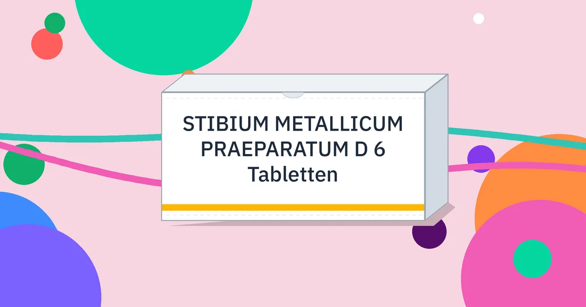 Symbolbild: Packung mit der Aufschrift STIBIUM METALLICUM PRAEPARATUM D 6 Tabletten (PZN 19390989) – Verfügbarkeit und Bezug in Apotheken in Frankfurt am Main