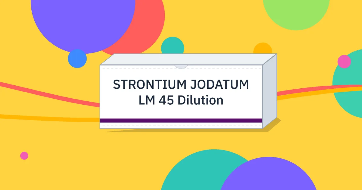 Symbolbild: Packung mit der Aufschrift STRONTIUM JODATUM LM 45 Dilution (PZN 13204187) – Verfügbarkeit und Bezug in Apotheken in Frankfurt am Main
