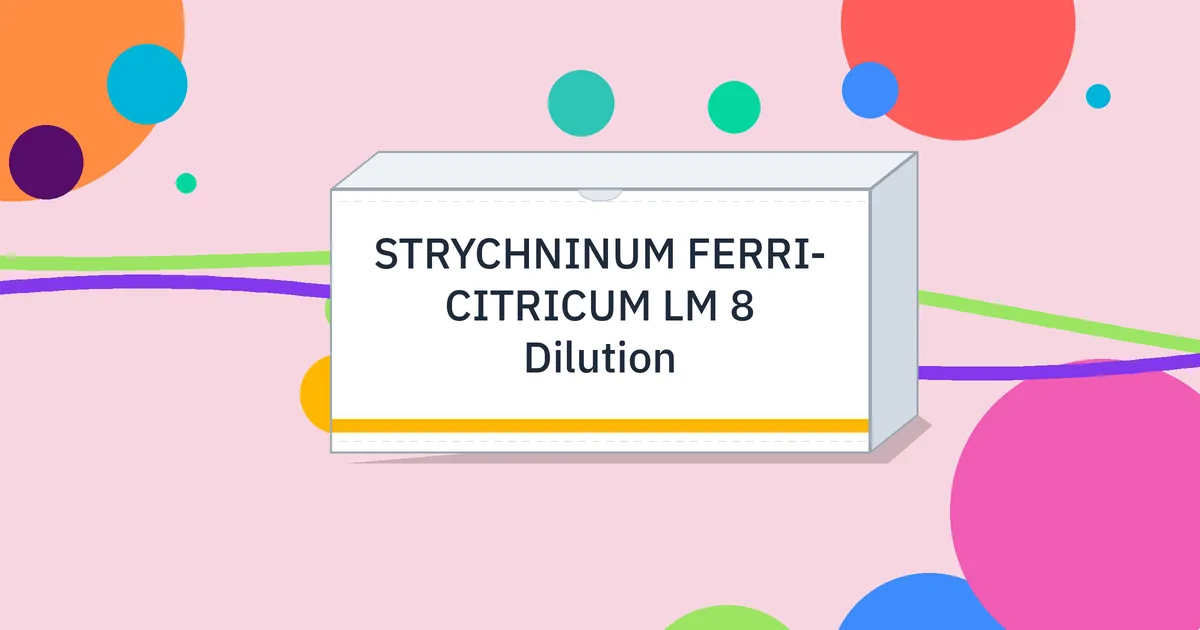 Symbolbild: Packung mit der Aufschrift STRYCHNINUM FERRI-CITRICUM LM 8 Dilution (PZN 13206217) – Verfügbarkeit und Bezug in Apotheken in Frankfurt am Main
