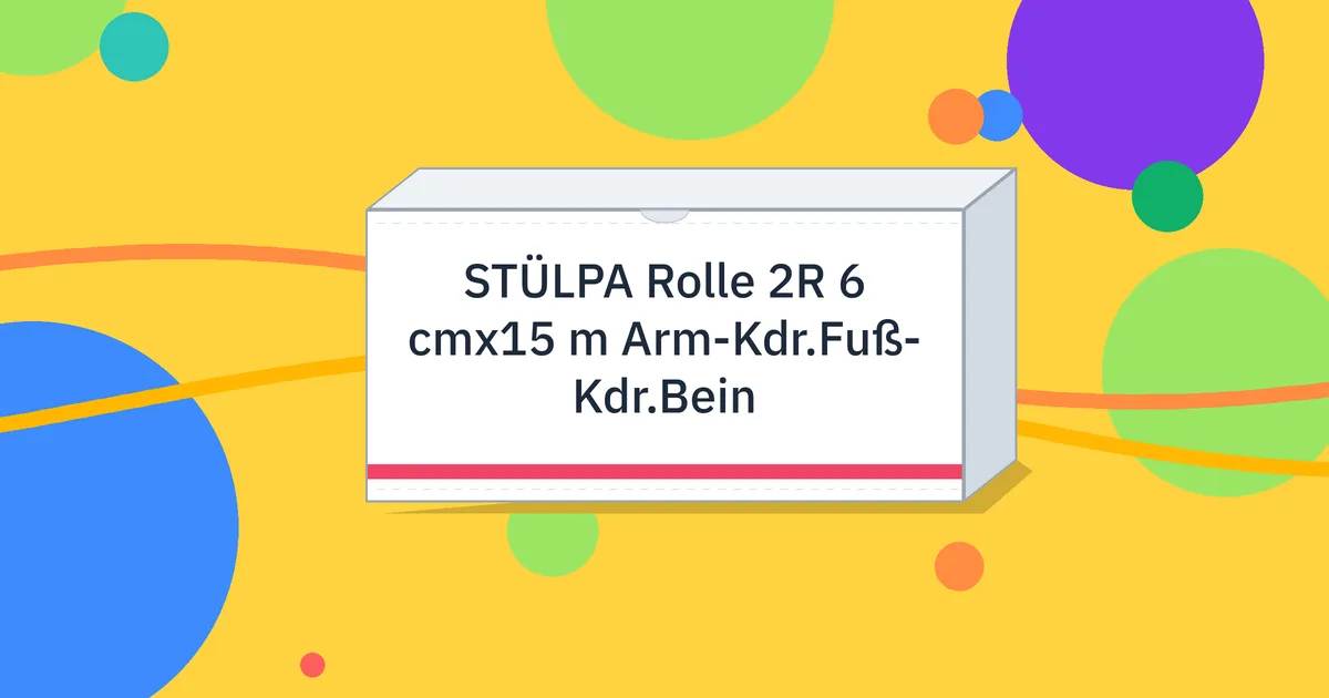 Symbolbild: Packung mit der Aufschrift STÜLPA Rolle 2R 6 cmx15 m Arm-Kdr.Fuß-Kdr.Bein (PZN 11885846) – Verfügbarkeit und Bezug in Apotheken in Frankfurt am Main