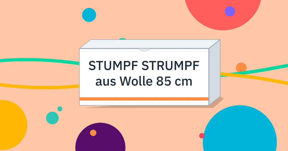 Symbolbild: Packung mit der Aufschrift STUMPF STRUMPF aus Wolle 85 cm (PZN 01739078) – Verfügbarkeit und Bezug in Apotheken in Frankfurt am Main