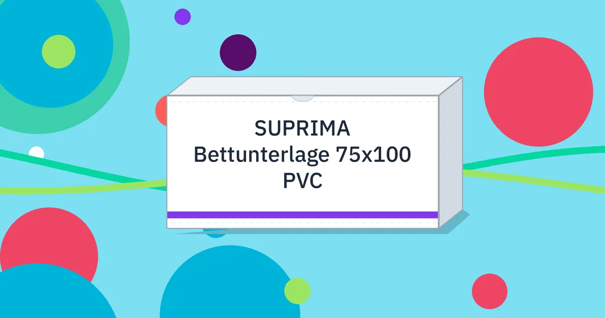 Symbolbild: Packung mit der Aufschrift SUPRIMA Bettunterlage 75x100 PVC (PZN 07672719) – Verfügbarkeit und Bezug in Apotheken in Frankfurt am Main