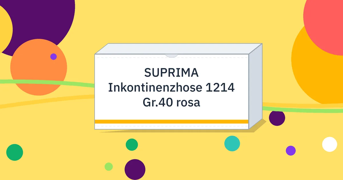 Symbolbild: Packung mit der Aufschrift SUPRIMA Inkontinenzhose 1214 Gr.40 rosa (PZN 03025035) – Verfügbarkeit und Bezug in Apotheken in Frankfurt am Main