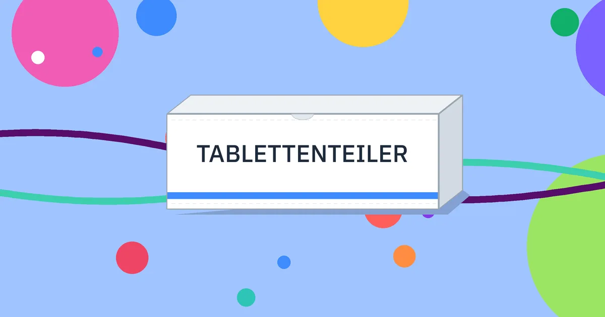 Symbolbild: Packung mit der Aufschrift TABLETTENTEILER (PZN 03098695) – Verfügbarkeit und Bezug in Apotheken in Frankfurt am Main