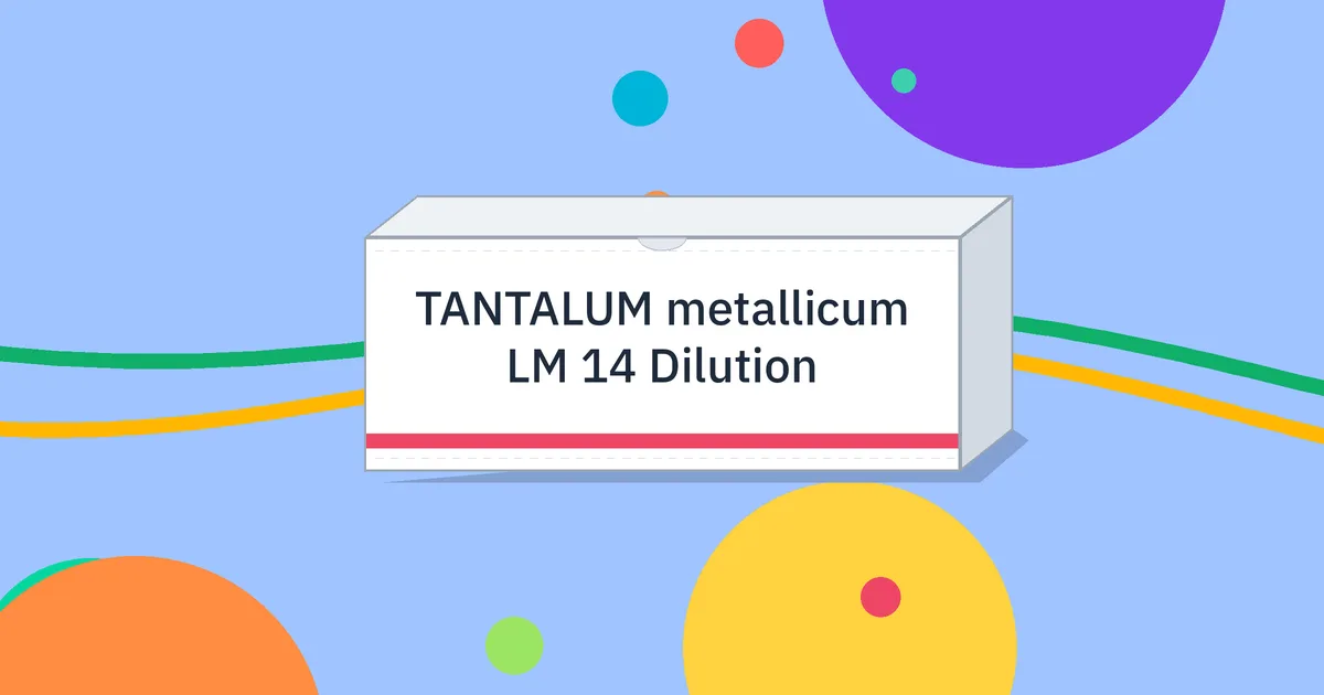 Symbolbild: Packung mit der Aufschrift TANTALUM metallicum LM 14 Dilution (PZN 13213513) – Verfügbarkeit und Bezug in Apotheken in Frankfurt am Main
