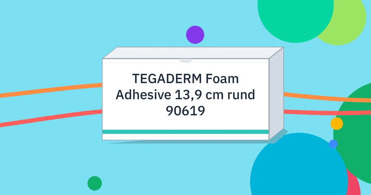 Symbolbild: Packung mit der Aufschrift TEGADERM Foam Adhesive 13,9 cm rund 90619 (PZN 18496266) – Verfügbarkeit und Bezug in Apotheken in Frankfurt am Main
