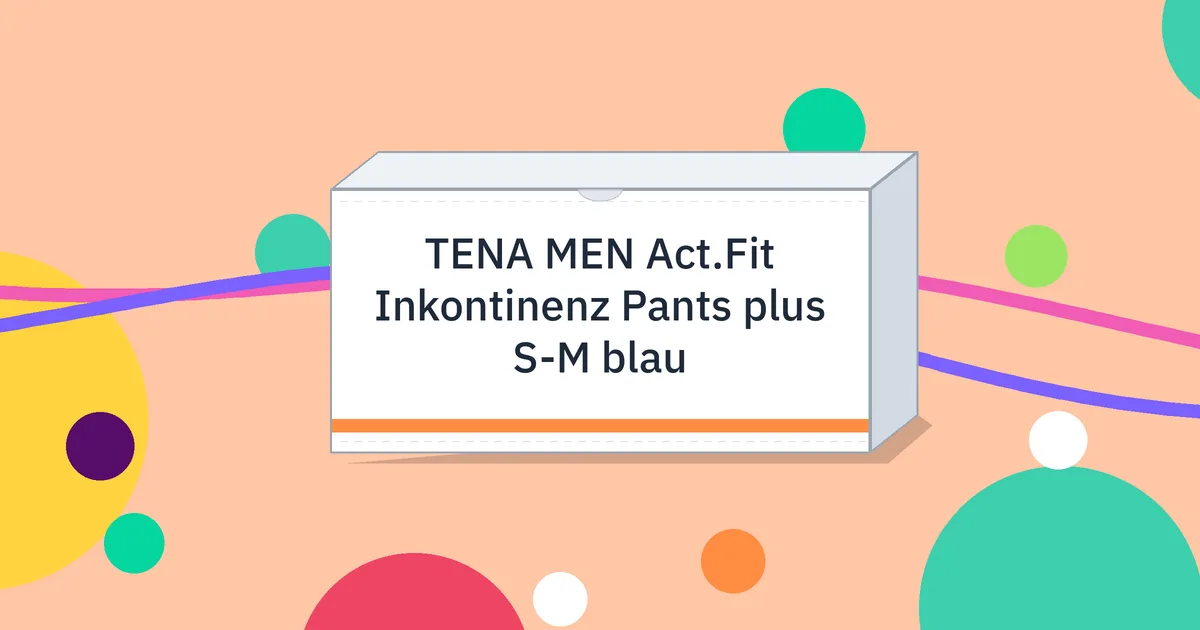 Symbolbild: Packung mit der Aufschrift TENA MEN Act.Fit Inkontinenz Pants plus S-M blau (PZN 17981479) – Verfügbarkeit und Bezug in Apotheken in Frankfurt am Main
