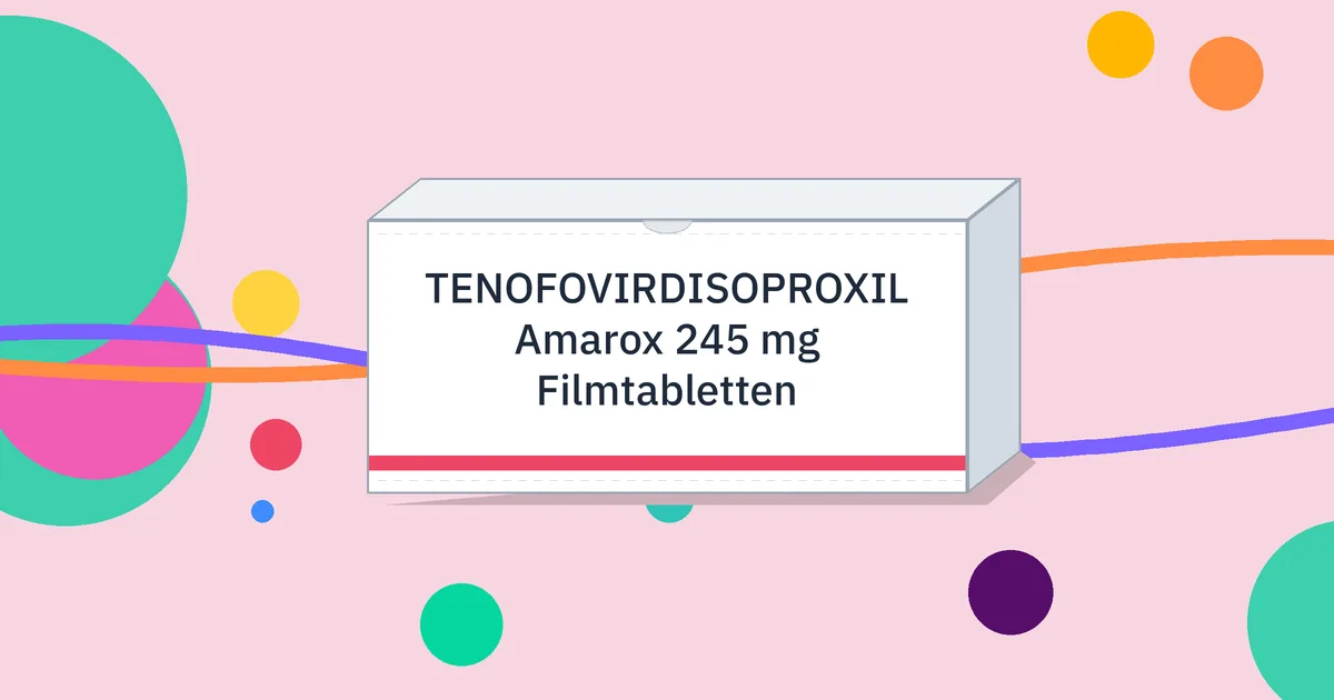 Symbolbild: Packung mit der Aufschrift TENOFOVIRDISOPROXIL Amarox 245 mg Filmtabletten (PZN 16369552) – Verfügbarkeit und Bezug in Apotheken in Frankfurt am Main