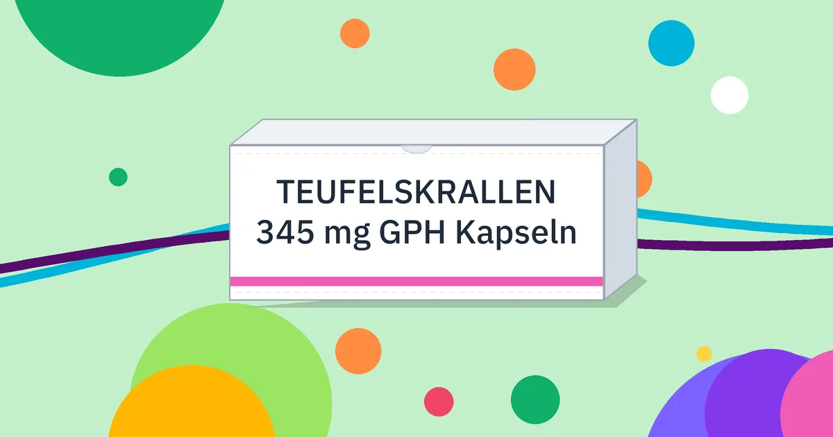 Symbolbild: Packung mit der Aufschrift TEUFELSKRALLEN 345 mg GPH Kapseln (PZN 12539514) – Verfügbarkeit und Bezug in Apotheken in Frankfurt am Main