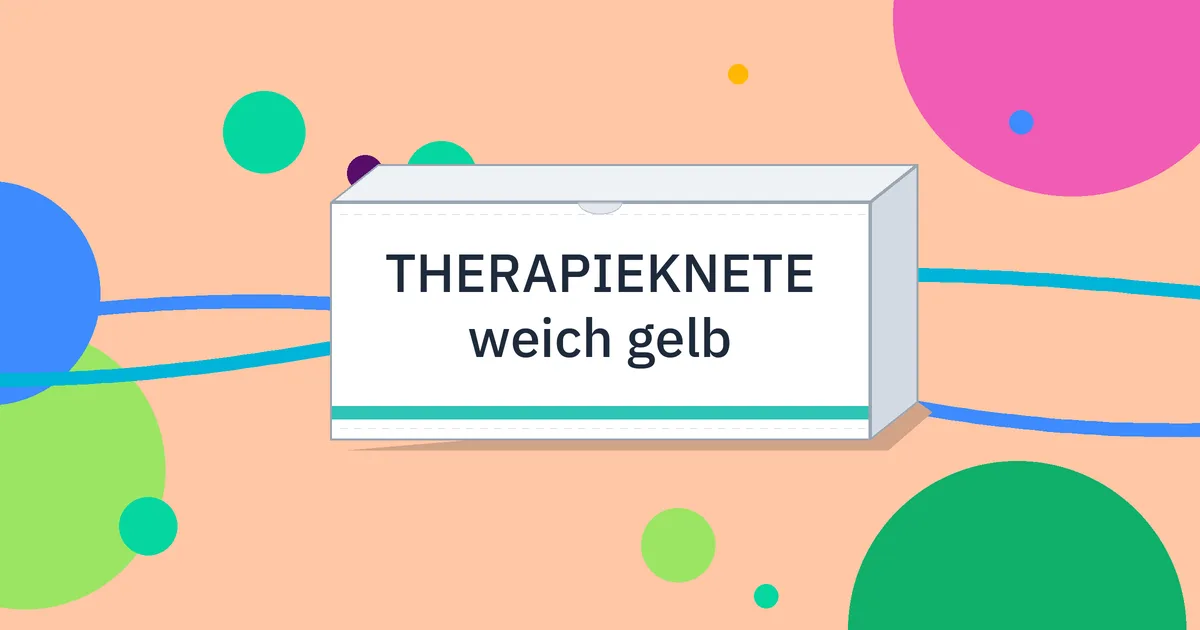 Symbolbild: Packung mit der Aufschrift THERAPIEKNETE weich gelb (PZN 15658797) – Verfügbarkeit und Bezug in Apotheken in Frankfurt am Main