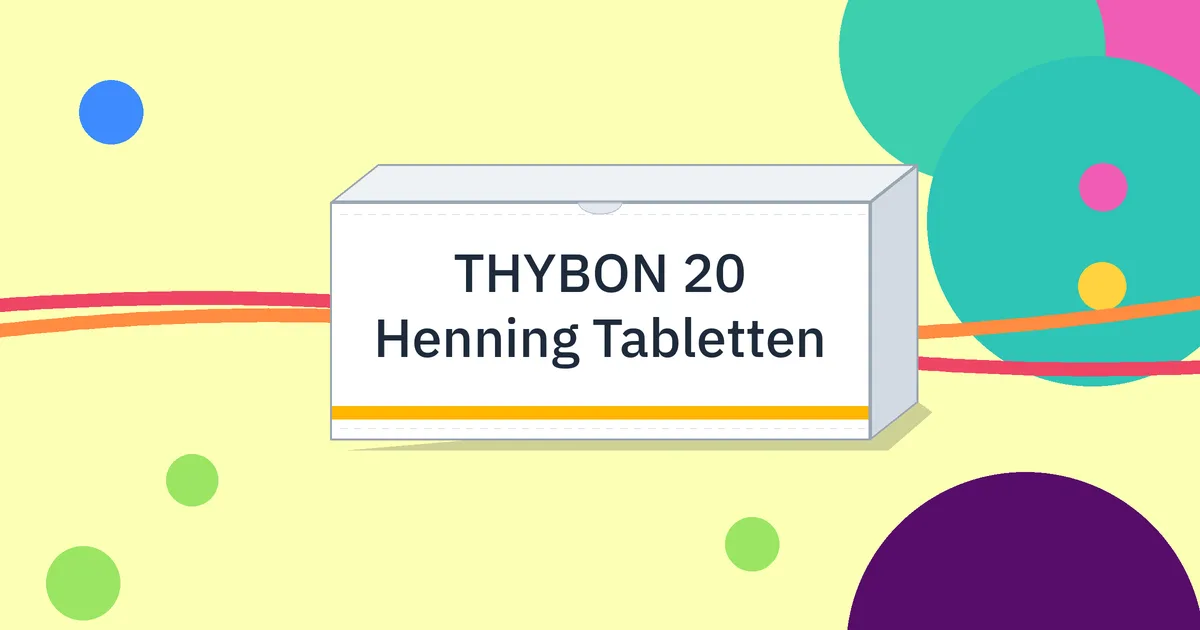 Symbolbild: Packung mit der Aufschrift THYBON 20 Henning Tabletten (PZN 07498960) – Verfügbarkeit und Bezug in Apotheken in Frankfurt am Main