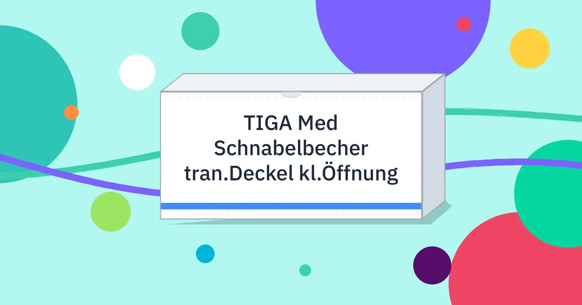 Symbolbild: Packung mit der Aufschrift TIGA Med Schnabelbecher tran.Deckel kl.Öffnung (PZN 06839181) – Verfügbarkeit und Bezug in Apotheken in Frankfurt am Main
