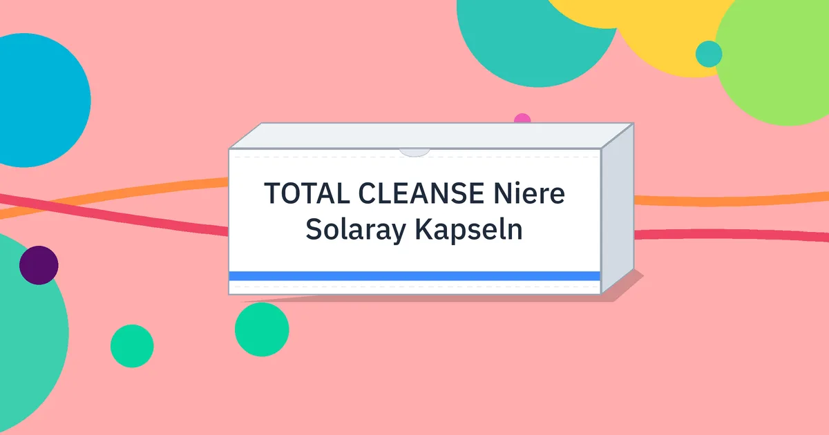 Symbolbild: Packung mit der Aufschrift TOTAL CLEANSE Niere Solaray Kapseln (PZN 17254874) – Verfügbarkeit und Bezug in Apotheken in Frankfurt am Main