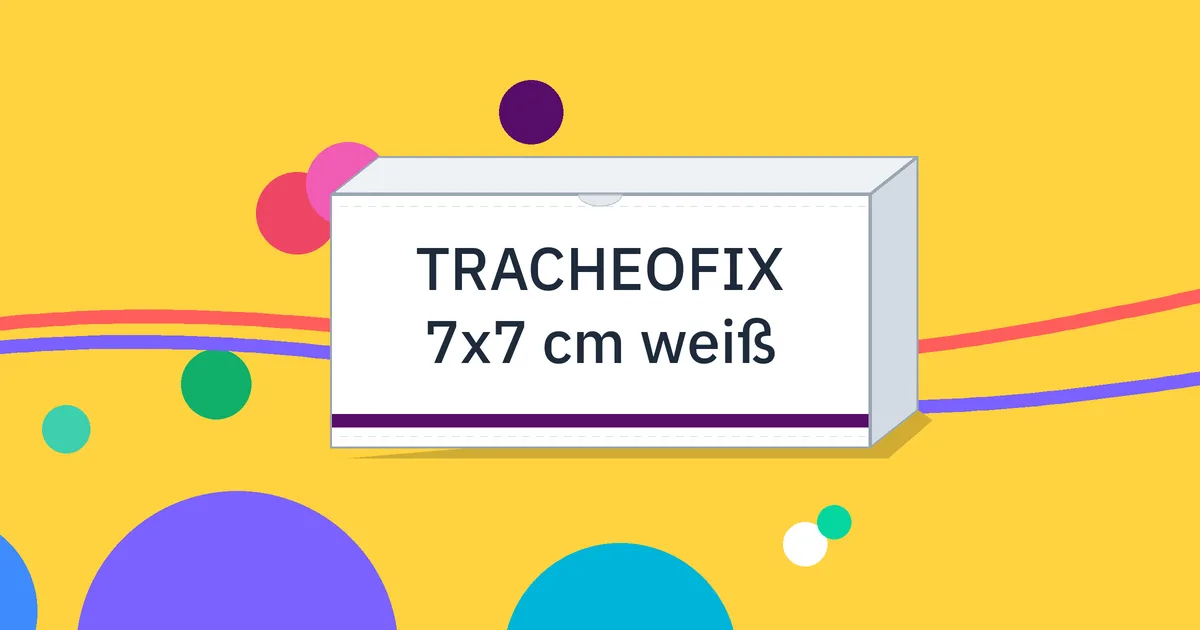 Symbolbild: Packung mit der Aufschrift TRACHEOFIX 7x7 cm weiß (PZN 06303405) – Verfügbarkeit und Bezug in Apotheken in Frankfurt am Main