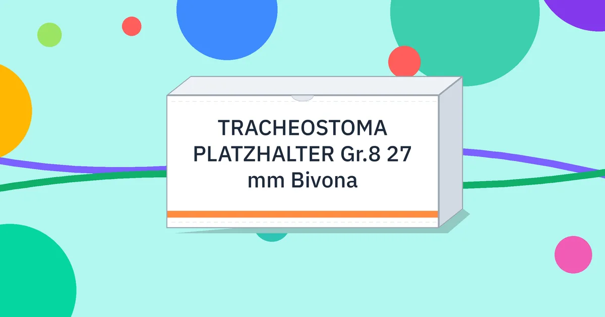 Symbolbild: Packung mit der Aufschrift TRACHEOSTOMA PLATZHALTER Gr.8 27 mm Bivona (PZN 02336069) – Verfügbarkeit und Bezug in Apotheken in Frankfurt am Main