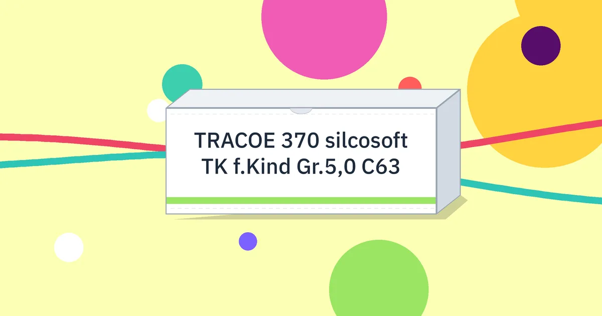 Symbolbild: Packung mit der Aufschrift TRACOE 370 silcosoft TK f.Kind Gr.5,0 C63 (PZN 14314713) – Verfügbarkeit und Bezug in Apotheken in Frankfurt am Main