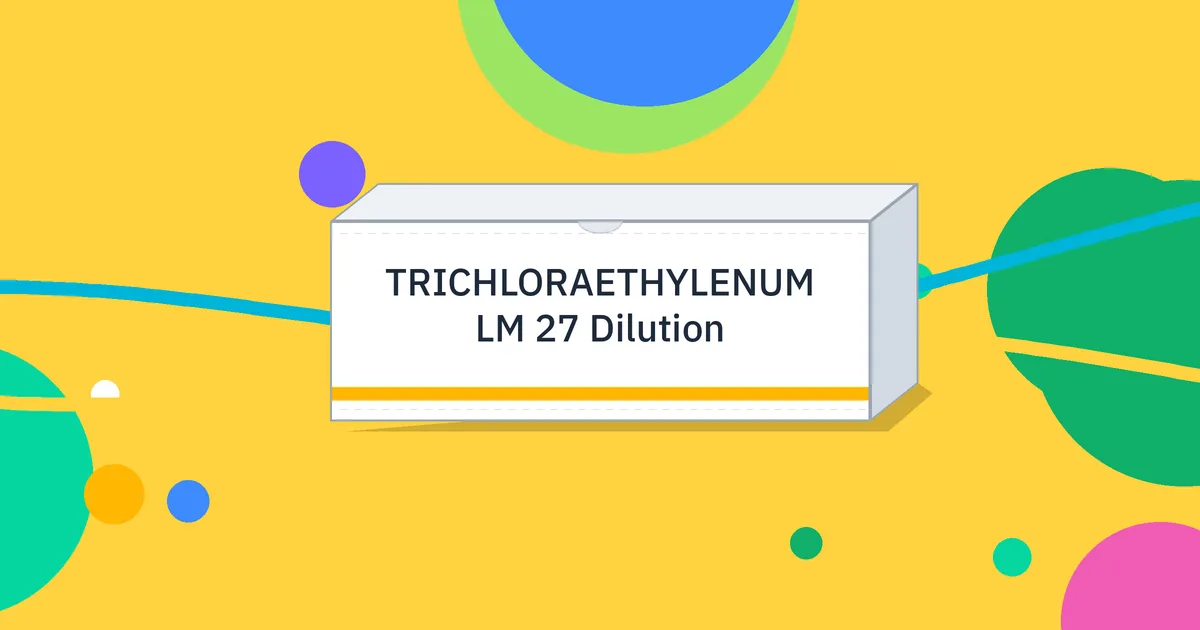 Symbolbild: Packung mit der Aufschrift TRICHLORAETHYLENUM LM 27 Dilution (PZN 13692212) – Verfügbarkeit und Bezug in Apotheken in Frankfurt am Main