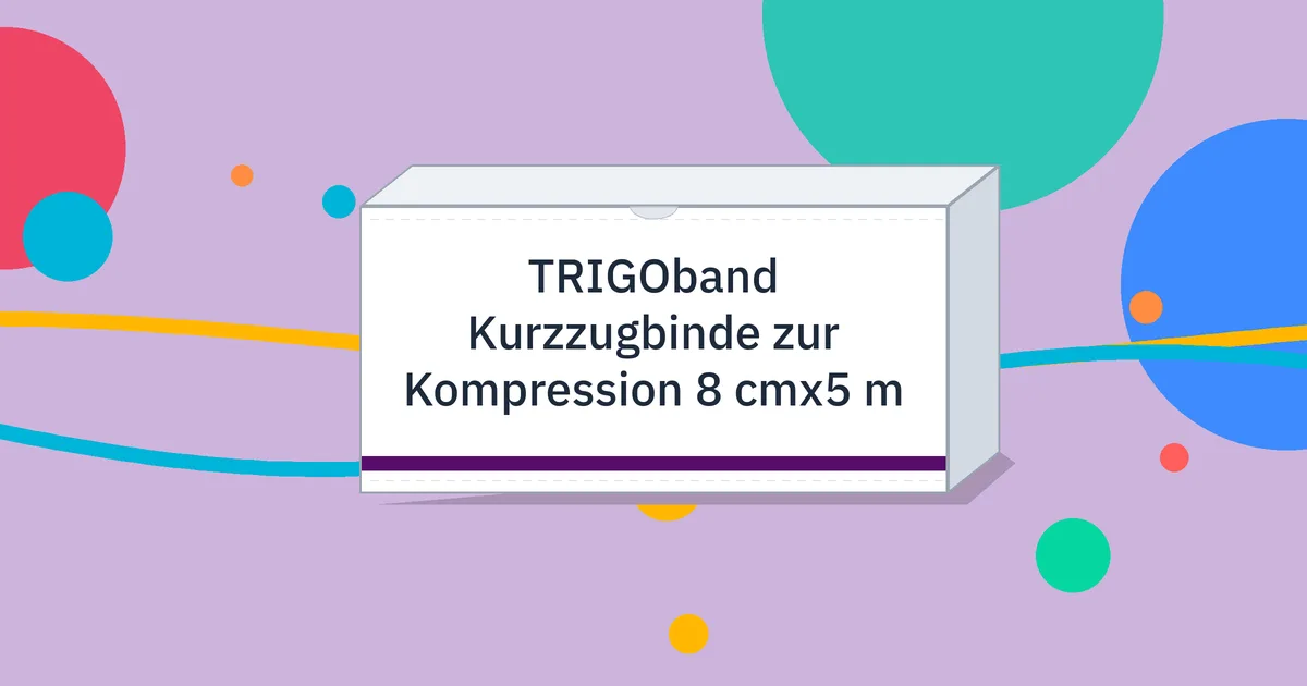 Symbolbild: Packung mit der Aufschrift TRIGOband Kurzzugbinde zur Kompression 8 cmx5 m (PZN 20342317) – Verfügbarkeit und Bezug in Apotheken in Frankfurt am Main