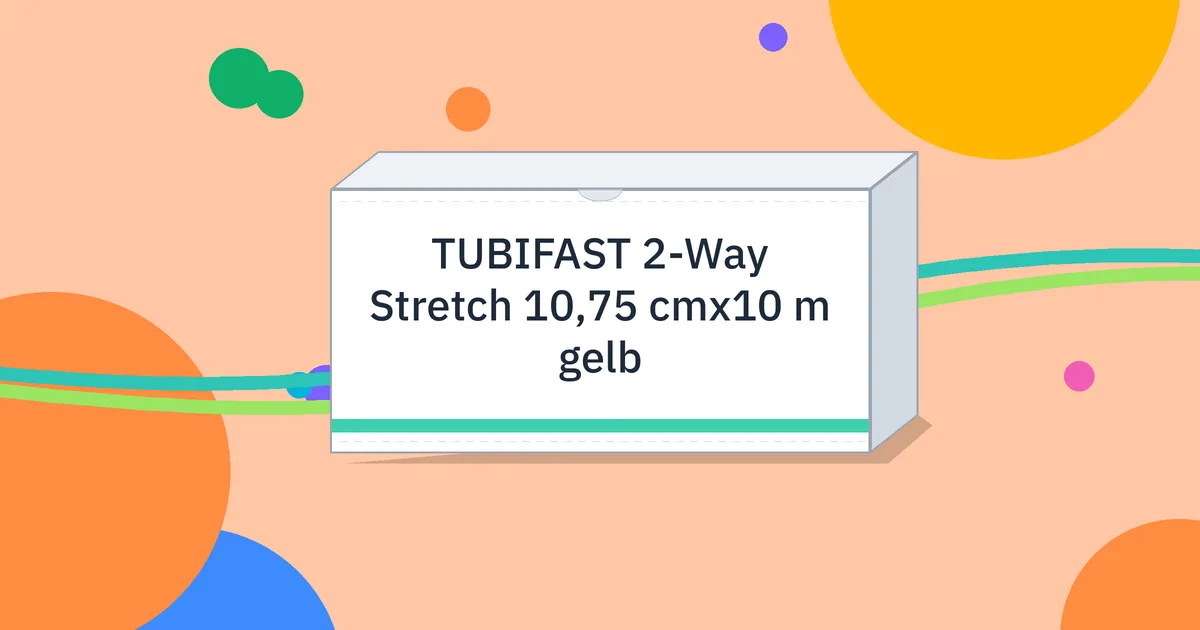 Symbolbild: Packung mit der Aufschrift TUBIFAST 2-Way Stretch 10,75 cmx10 m gelb (PZN 18910501) – Verfügbarkeit und Bezug in Apotheken in Frankfurt am Main