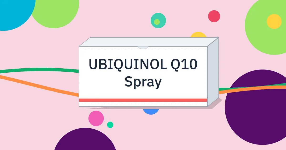 Symbolbild: Packung mit der Aufschrift UBIQUINOL Q10 Spray (PZN 19185597) – Verfügbarkeit und Bezug in Apotheken in Frankfurt am Main