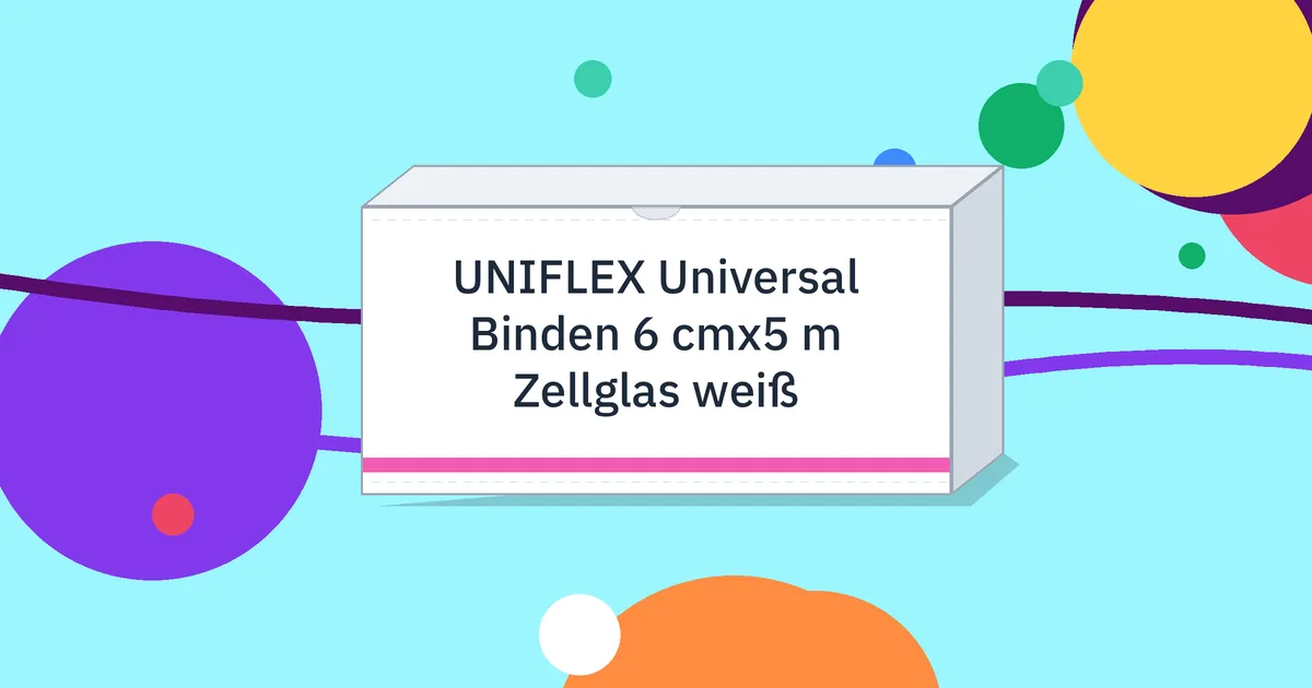 Symbolbild: Packung mit der Aufschrift UNIFLEX Universal Binden 6 cmx5 m Zellglas weiß (PZN 13870990) – Verfügbarkeit und Bezug in Apotheken in Frankfurt am Main