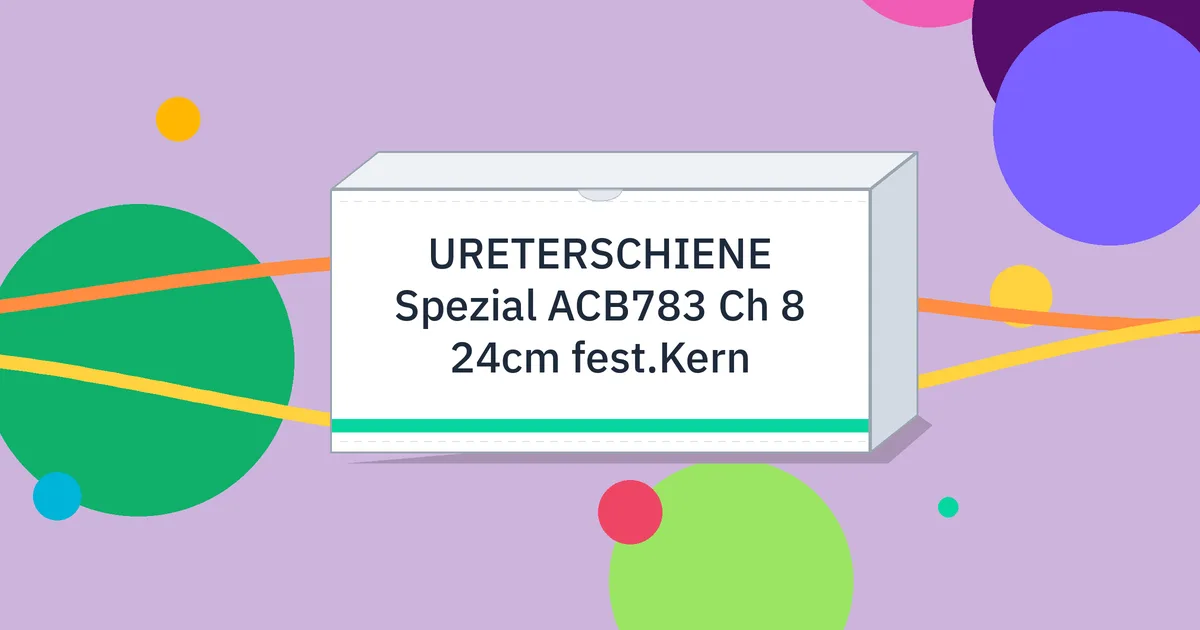 Symbolbild: Packung mit der Aufschrift URETERSCHIENE Spezial ACB783 Ch 8 24cm fest.Kern (PZN 00752705) – Verfügbarkeit und Bezug in Apotheken in Frankfurt am Main