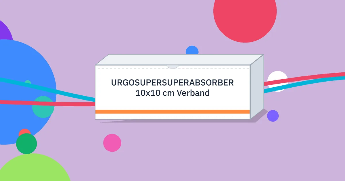 Symbolbild: Packung mit der Aufschrift URGOSUPERSUPERABSORBER 10x10 cm Verband (PZN 10823961) – Verfügbarkeit und Bezug in Apotheken in Frankfurt am Main