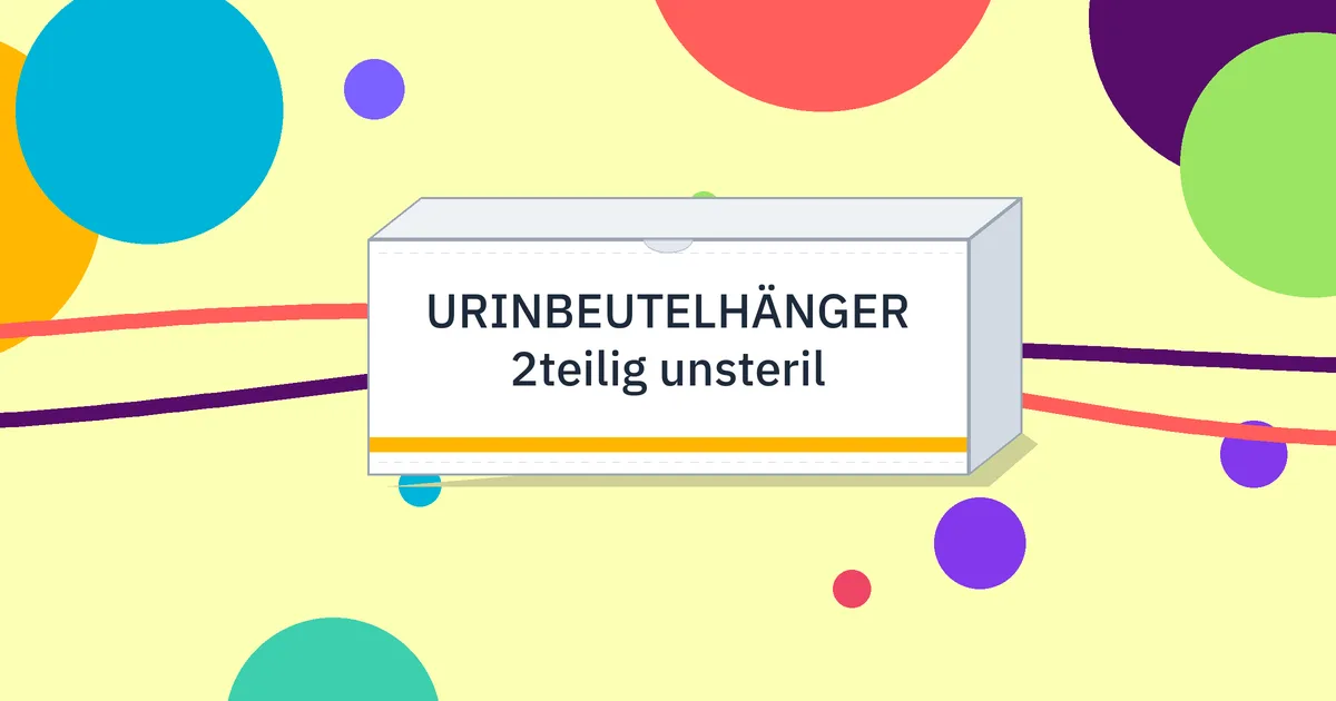 Symbolbild: Packung mit der Aufschrift URINBEUTELHÄNGER 2teilig unsteril (PZN 10710398) – Verfügbarkeit und Bezug in Apotheken in Frankfurt am Main