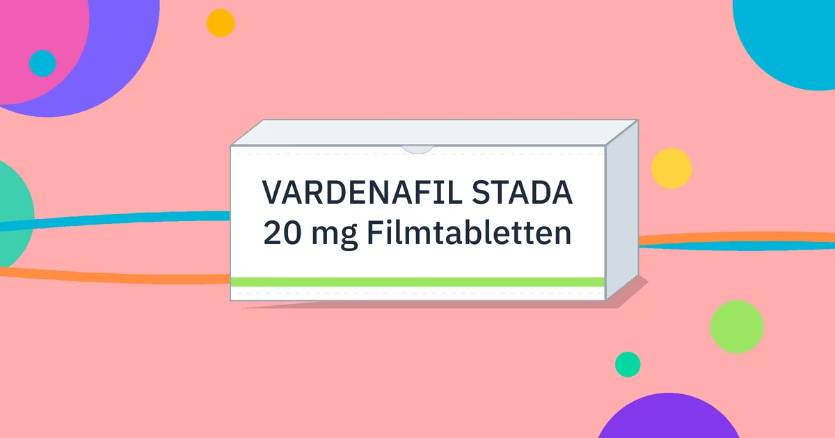 Symbolbild: Packung mit der Aufschrift VARDENAFIL STADA 20 mg Filmtabletten (PZN 14053767) – Verfügbarkeit und Bezug in Apotheken in Frankfurt am Main