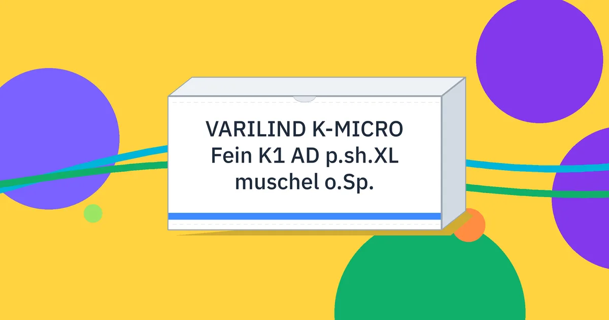 Symbolbild: Packung mit der Aufschrift VARILIND K-MICRO Fein K1 AD p.sh.XL muschel o.Sp. (PZN 20558402) – Verfügbarkeit und Bezug in Apotheken in Frankfurt am Main