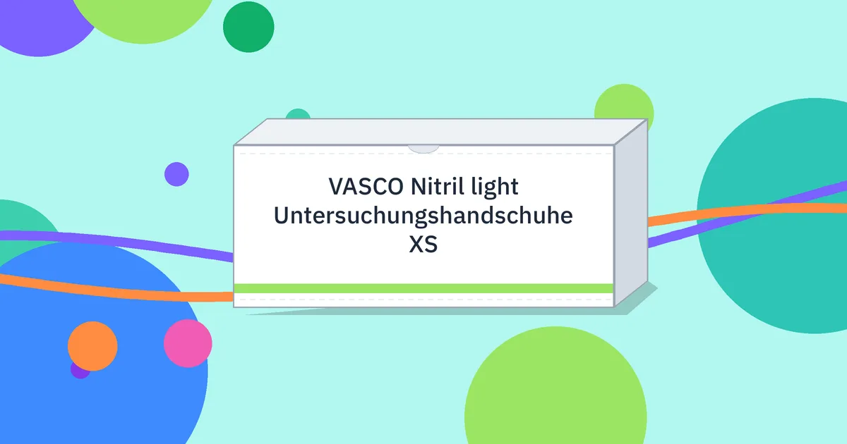 Symbolbild: Packung mit der Aufschrift VASCO Nitril light Untersuchungshandschuhe XS (PZN 08839794) – Verfügbarkeit und Bezug in Apotheken in Frankfurt am Main