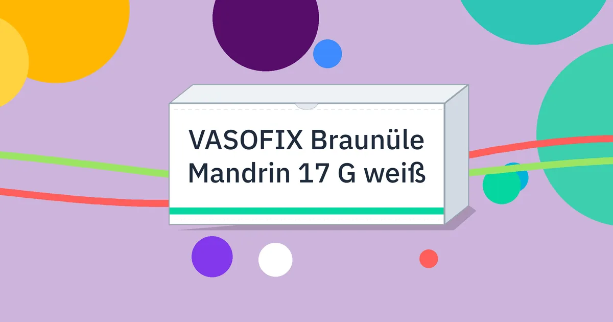 Symbolbild: Packung mit der Aufschrift VASOFIX Braunüle Mandrin 17 G weiß (PZN 11178103) – Verfügbarkeit und Bezug in Apotheken in Frankfurt am Main